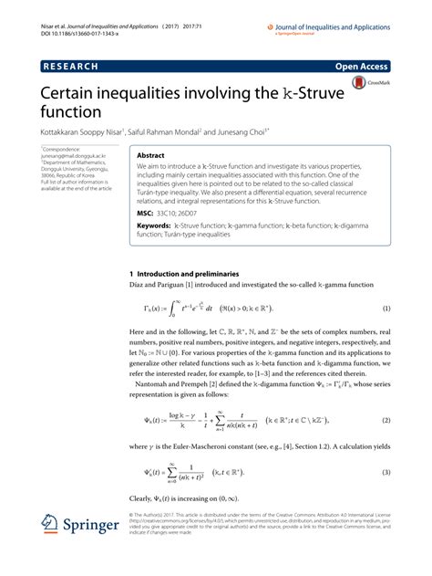 Pdf Certain Inequalities Involving The K Struve Function