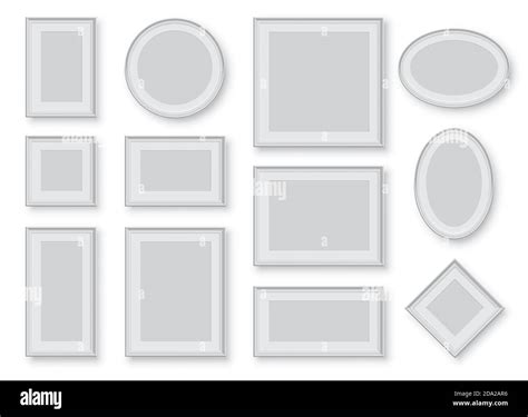 Rectangular And Round White Photo Or Picture Frames In Different