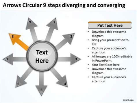 Circular 9 Steps Diverging And Converging Ppt Relative Cycle Arrow