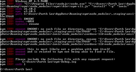 Nodejs Error Installing Ionic Using Npm Stack Overflow