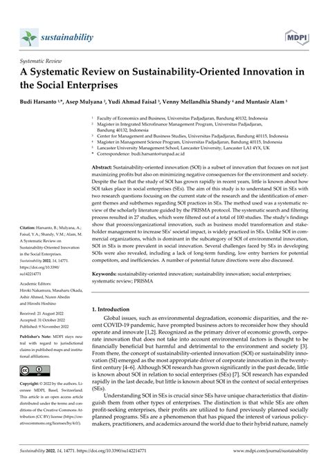 Pdf A Systematic Review On Sustainability Oriented Innovation In The