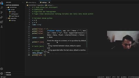 video menjelaskan variabel dan jenis data dalam python youtube