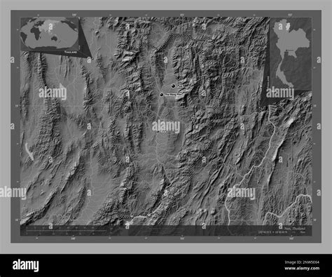 Nan Province Of Thailand Bilevel Elevation Map With Lakes And Rivers