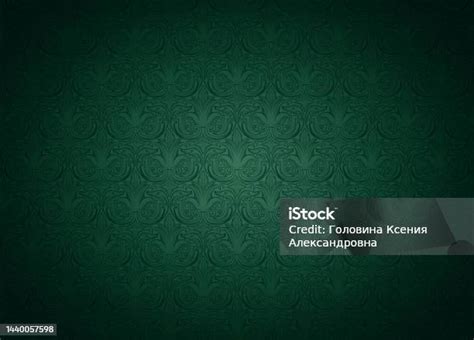 로얄 빈티지 고딕 양식의 수평 배경은 고전적인 골동품 장식품 인 Rococo와 함께 녹색으로 되어 있습니다 벡터 일러스트 레이