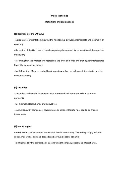 Macroeconomic Definitions And Explanations Part 3 Macroeconomics Definitions And Explanations