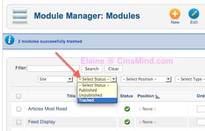 Joomla 2 5 Where Is The Module Manager Trash Manager