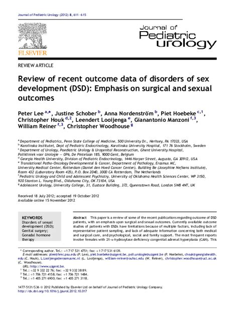 Pdf Review Of Recent Outcome Data Of Disorders Of Sex Development Dsd Emphasis On Surgical