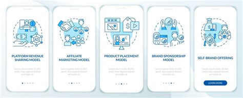 Creator Business Models Blue Onboarding Mobile App Screen Marketing Walkthrough 5 Steps