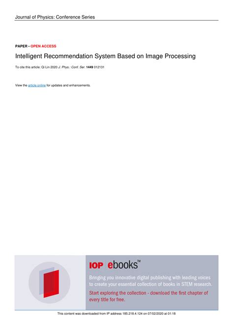 Pdf Intelligent Recommendation System Based On Image Processing