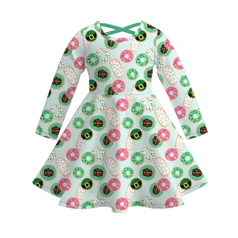 （pre Order）girls Stpatricks Day Shamrock Print Dress