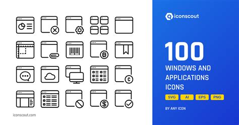 Windows And Applications Icon Pack Line User Interface Icons SVG PNG ICO Available