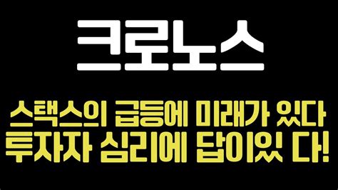 크로노스 코인 분석 스택스의 급등에 미래가 있다 투자자 심리에 집중하세요 크로노스 크로노스분석 크로노스전망 크로노스코인 퇴근후코인분석 Youtube