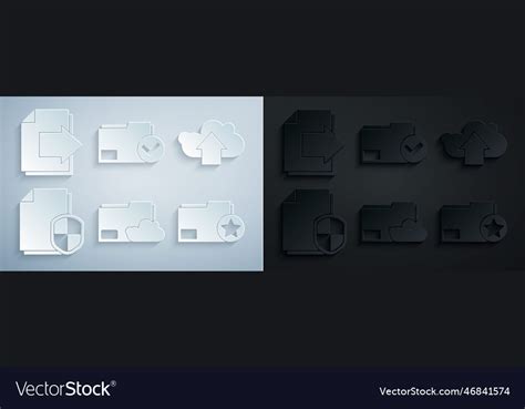 Set Cloud Storage Text Document Folder Upload Vector Image