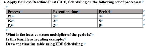 Solved 13 Apply Earliest Deadline First Edf Scheduling On