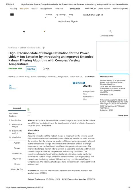 Pdf High Precision State Of Charge Estimation For The Power Lithium Ion Batteries By