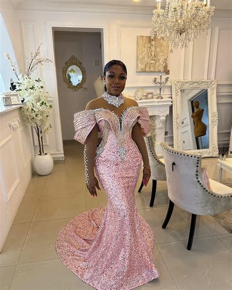 Luxury Pink Sequin Dress Mermaid Prom Dress Beauty Pageant Gown