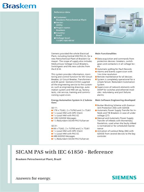 Sicam Pas Iec 61850 Braskem En Pdf Electrical Components Electromagnetism
