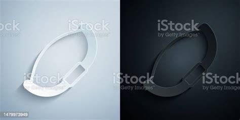 종이 컷 회색과 검은색 배경에 격리된 중세 활 아이콘 중세 무기 종이 아트 스타일 벡터 3차원 형태에 대한 스톡 벡터 아트 및 기타 이미지 Istock