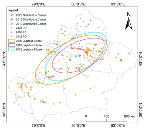Standard Deviation Ellipses Of Logistics Enterprises In Xinjiang