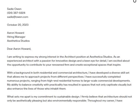 Assistant Architect Application Letter At Nicolas Enoch Blog