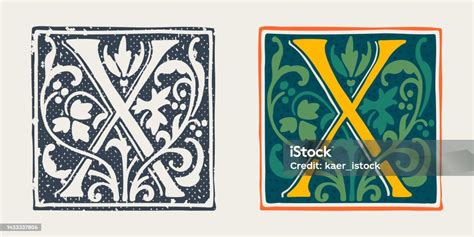 중세 고딕 양식의 X 문자 로고 희미한 색상과 흑백 그런 지 스타일 엠블럼 세트 0명에 대한 스톡 벡터 아트 및 기타 이미지 0명 고대 문명 고대 역사 Istock