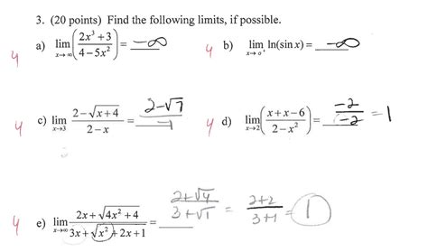 Solved Points Find The Following Limits If Chegg Com