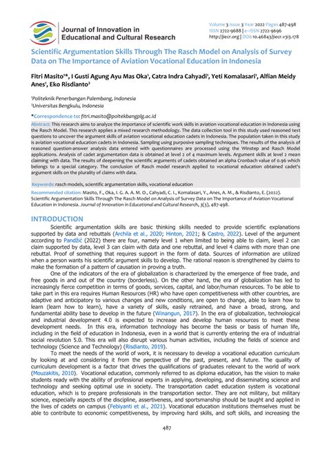 Pdf Scientific Argumentation Skills Through The Rasch Model On Analysis Of Survey Data On The