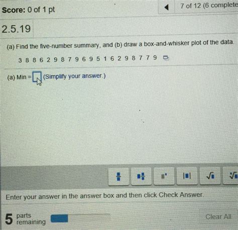 Solved Find The Five Number Summary And B Draw A