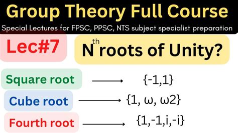 Nth Roots Of Unity Form A Group Under Multiplication Lec7 Mathematics