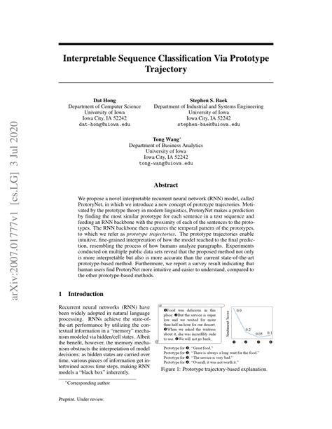 Pdf Interpretable Sequence Classification Via Prototype Trajectory