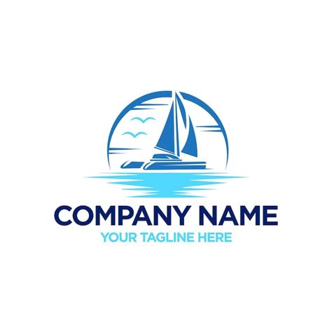범선 로고 디자인 및 바다 로고 프리미엄 벡터