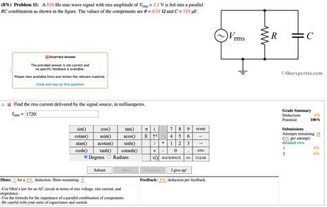 Solved A 810 Hz Sine Wave Signal With Rms Amplitude Of Vrms