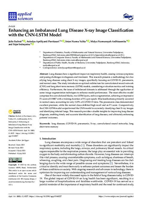 Pdf Enhancing An Imbalanced Lung Disease X Ray Image Classification With The Cnn Lstm Model