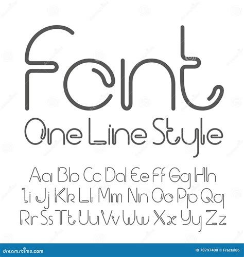 Vector Linear Font Simple And Minimalistic Alphabet In Line Style