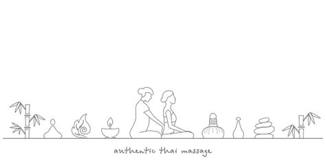 정통 타이 마사지 타이 마사지 및 텍스트 공간을위한 아이콘이있는 벡터 배너 템플릿 전통적인 타이 마사지를받는 여성의 실루엣 Eps10 공란에 대한 스톡 벡터 아트 및 기타