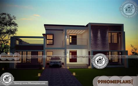 Rectangular Plot House Plan Double Floored Modern Box Type Designs