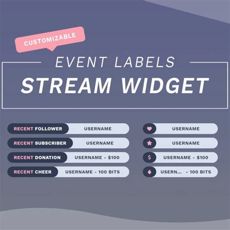 Horizontal Event Label Stream Widget Color Customizable For Etsy