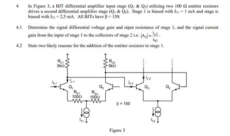 Solved 4 In Figure 3 A Bjt Differential Amplifier Input Stage