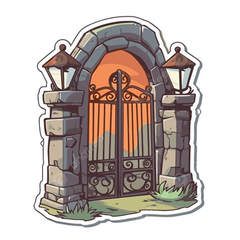 Cartoon Gate Door Decal Sticker Clipart Vector Door Clipart Cartoon