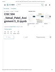CISC 504 Vatsal Patel Assignment 11 O Ipynb Computer Data Computer Programming Pdf 5 2 2021