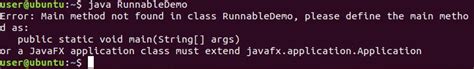 Solved User Dubuntu Java Runnabledemo Error Main Method