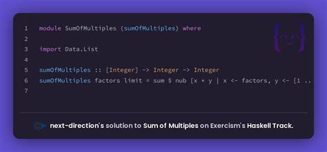 Next Directions Solution For Sum Of Multiples In Haskell On Exercism