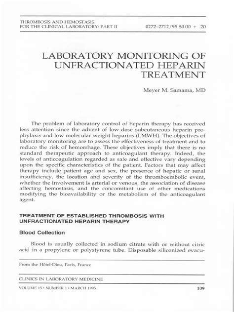 Laboratory Monitoring Of Unfractionated Heparin Treatment Pdf