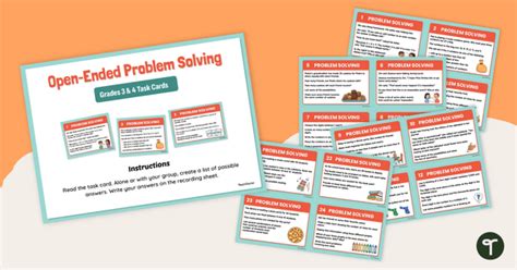 Open Ended Maths Problem Task Cards Year 3 And 4 Teach Starter