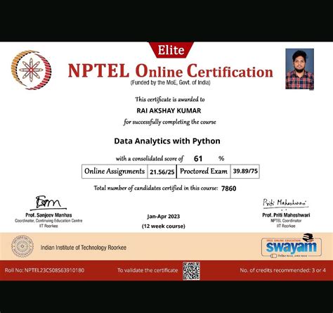 Rai Akshay Kumar On Linkedin Python Dataanalytics Nptel Iitroorkee