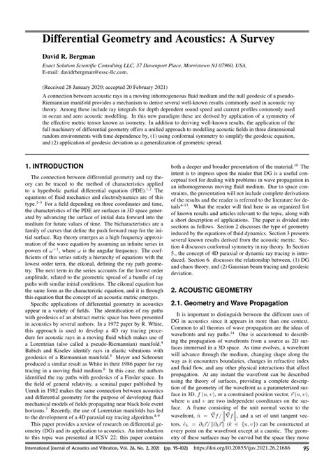 Pdf Differential Geometry And Acoustics A Survey