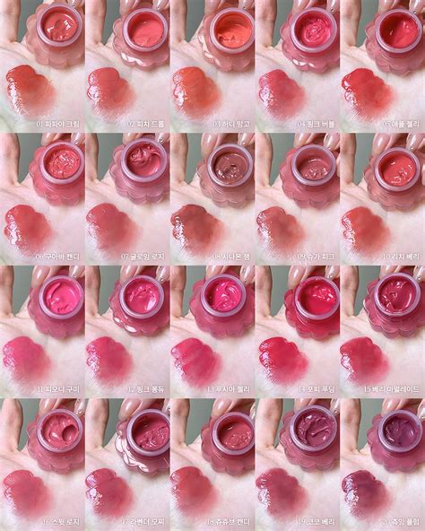 연 정미 츄잉글로우팟 발색샷 보고가실게요🙋🏻‍♀️🍒 1호 파파야크림 6호 구아바캔디15호 베리마멀레이드17호 라벤더모찌는 올리브영에서 선론칭되는 컬러에요 성수