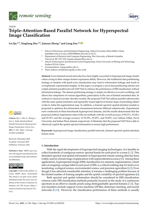 Pdf Triple Attention Based Parallel Network For Hyperspectral Image Classification