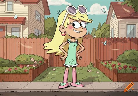A 3d Rendering Of Leni Loud From The Loud House With Blonde Hair Pink