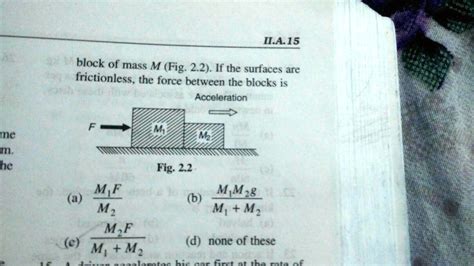 II A Block Of Mass M Fig If The Surfaces Are Frictionless The Force Between The
